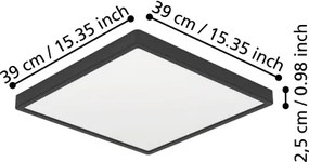 Eglo 901305-LED Str. svítid. FUEVA LED/17,5W/230V 2700/4000/6500K 39x39cm černá