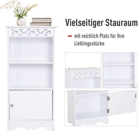HOMCOM Podlahová skříň a skříň se 2 policemi a dveřmi v bílé MDF pro koupelnu 40Š x 23H x 80V cm