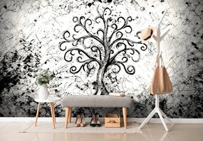 Samolepící tapeta černobílý symbol stromu života - 150x100 cm