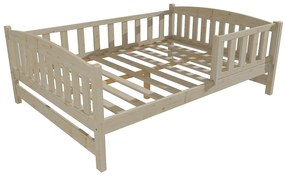 Vomaks Dětská postel DP 002 XL se zábranou Rozměr: 120 x 200 cm, Barva: surové dřevo