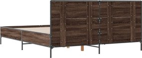 Rám postele hnědý dub 120 x 190 cm kompozitní dřevo a kov 3280026