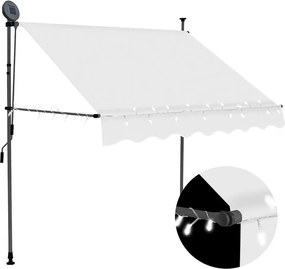 Ručně zatahovací markýza s LED světlem 150 cm krémová 145870