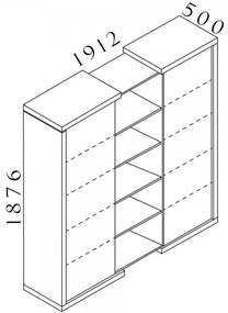 Vysoká skříň Lineart 191,2 x 50 x 187,6 cm / Jilm světlý a antracit