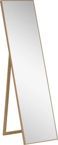 HOMCOM Stojací zrcadlo s dřevěnou strukturou Zrcadlo v plné délce Toaletní zrcadlo Make-up zrcadlo Stříbrná světle hnědá 40 x 35 x 147 cm do ložnice …