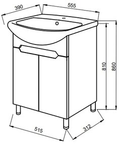 Lavedo Estel 55 koupelnová skříňka s umyvadlem