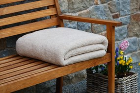 Wooline Hřejivá Merino vlněná deka Thumbled béžová Rozměr: 75 x 100 cm