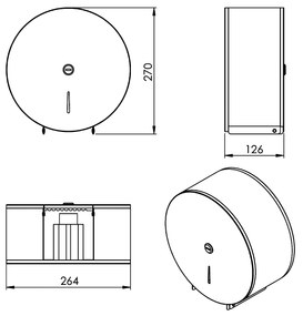 Sapho Sapho, Zásobník na toaletní papír do průměru 24cm, 264x126x270mm, černá mat, 2448