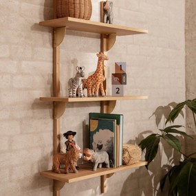 FERM LIVING Police Sector Tripple, Narrow, Natural Oak, Mosaz