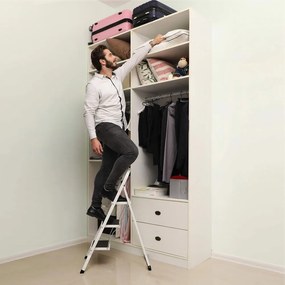 Skládací schůdky STEP, 3 stupně, max. 150 kg, bílá/černá SongmicsHome