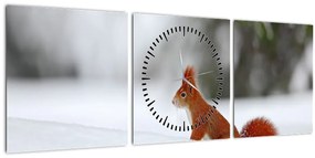 Obraz veverky (s hodinami) (90x30 cm)