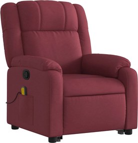 Zvedací masážní polohovací křeslo vínové textil 3205217