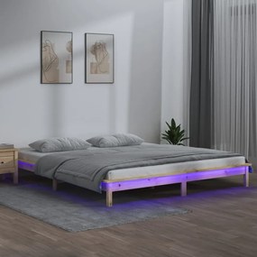 vidaXL Rám postele s LED světlem 135x190 cm Double masivní dřevo [820648] Barva: Bílá