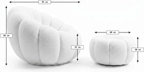 Designové křeslo BLOOM s taburetem, bílá