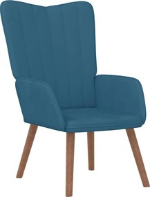 Relaxační křeslo se stoličkou modré samet 327676