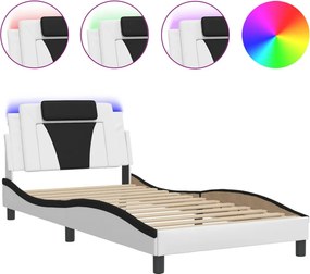 Rám postele Viana s LED bez matrace bílý a černý 100x200 cm 3214007
