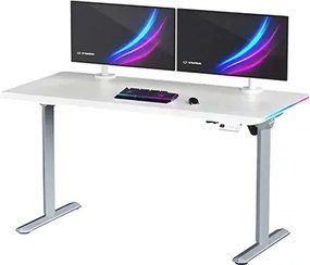 ULTRADESK QUEST šedá-bílá / Herní stůl / 140 × 70 cm / elektricky nast