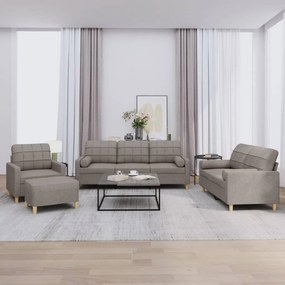 4dílná sedací souprava s polštáři taupe textil 3201273