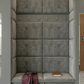 Předsíňová stěna Trinity 10 s čalouněnými panely, 280 cm, grafit/ béžová