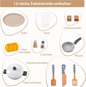 Costway Dětská kuchyňka s oddělitelnou lednicí a světly a hudbou a zvukem a 12