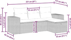 4dílná zahradní sedací souprava a podušky světle šedá polyratan 3264378