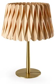 Dřevěná stolní lampa Lola Table  Dřevěná stolní lampa Lola Dekor: Přírodní bukové dřevo, Barva nohy: Zlatá, Průměr a výška: ⌀ 390 mm x 530 mm