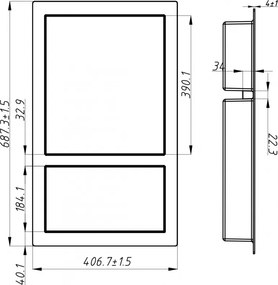 Mexen X-Wall-S, SMC zapuštěná police s přírubou 68,6 x 40,7 cm, bílá, 1901694109