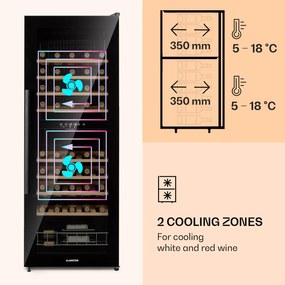 Klarstein Barossa 54 Duo, vinotéka, 148 l/54 lahví, 2 zóny, dotykový displej