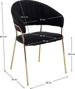Designové jídelní křeslo, černá Velvet látka/gold chrom zlatý, DASMIN TYP 1