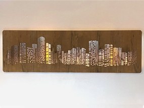 Li-Go "Mrakodrapy" světelný obraz s baterií 125x40cm varianta: ovládání na obraze bez dálkového ovladače, provedení: dub světlý