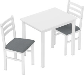 HOMCOM 3dílná jídelní sada se 2 židlemi, kuchyňský stůl pro kompaktní prostory, čalouněné židle, úspora místa, MDF, bílá