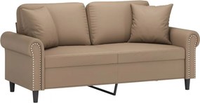 2místná pohovka s polštáři cappuccino 140 cm umělá kůže 3200934