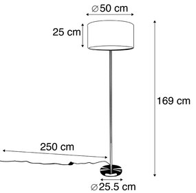 Stojací lampa ocelová s růžovým stínítkem 50 cm - Simplo