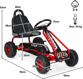 Costway Motokára Pedal s nastavitelným sedadlem 4 kola Pedál Poháněný Ride-On