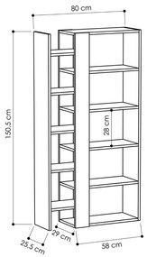 LYGOS, regál, knihovna, bílý / retro šedá