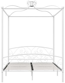 Petromila Rám postele s nebesy bílý kovový 160 x 200 cm