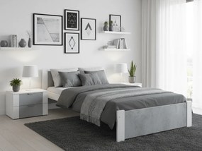 Postel IKAROS 90 x 200 cm, beton/bílá Rošt: S laťkovým roštem, Matrace: Matrace Deluxe 10 cm