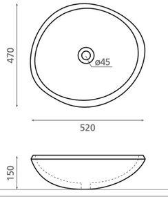 Bathco 00393 - Umyvadlo na desku RIO 52x47 cm kámen/šedá