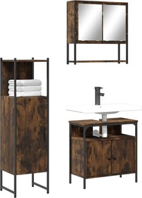 vidaXL 3dílný set koupelnového nábytku kompozitní dřevo [3214696] Barva: kouřový dub