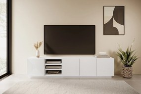 TV stolek Asha 200 cm s výklenkem - bílý mat