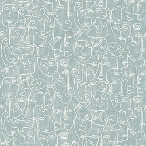 Vliesová grafická tyrkysová tapeta - tváře, obličeje M41204, 241204, Arty, Vavex