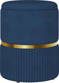 HOMCOM Pouf, taburet, úložný box, ve velurové tkanině, moderní design, 36 x 44 cm, do obývacího pokoje, ložnice, modrý