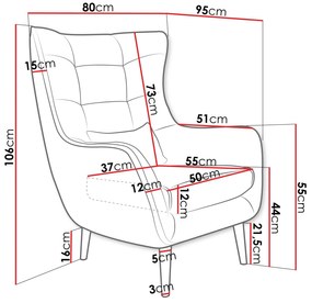 Designové křeslo ušák LEVI - tmavé béžové
