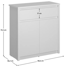 Kondela Komoda 2D1S, bílá, ERODIN
