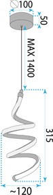 Toolight Toolight, LED závěsné stropní svítidlo, 12W, 3000K, LHJ096-1CP, růžové zlato, OSW-50041