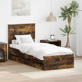 Rám postele s čelo Kouřový dub 75 x 190 cm Inženýrské dřevo 3410760