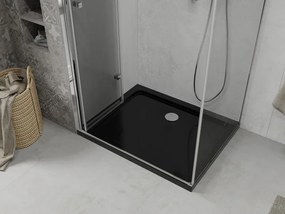 Mexen Lima, sprchový kout se skládacími dveřmi 90 (dveře) x 100 (stěna) cm, 6mm čiré sklo, chromový profil + slim sprchová vanička černá + chromový sifon, 856-090-100-01-00-4070