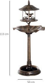 Outsunny Vanička pro ptáky 3 v 1 Ø 50 x 113H cm polypropylen Antik Bronz