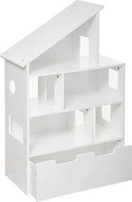 Dětská knihovna s úložným boxem na hračky, bílá