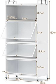 Costway 5patrová kuchyňská skříň volně stojící kovová úložná s 4 skládacími