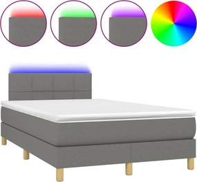 Box spring postel s matrací a LED tmavě šedá 120x190 cm textil 3270089